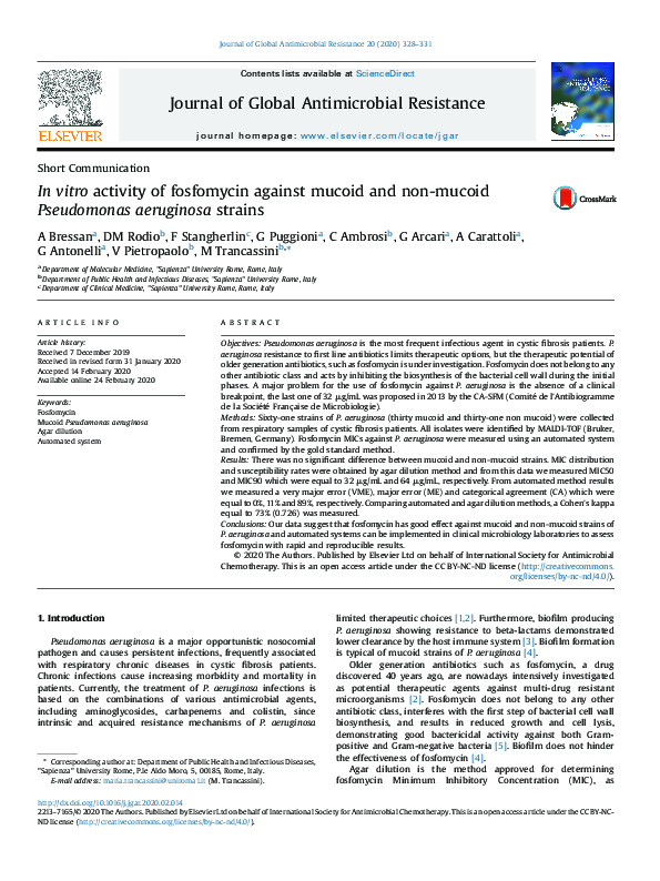 (PDF) In vitro activity of fosfomycin against mucoid and non-mucoid ...