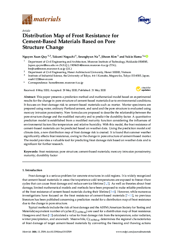 (PDF) Distribution Map of Frost Resistance for Cement-Based Materials Based on Pore Structure Change