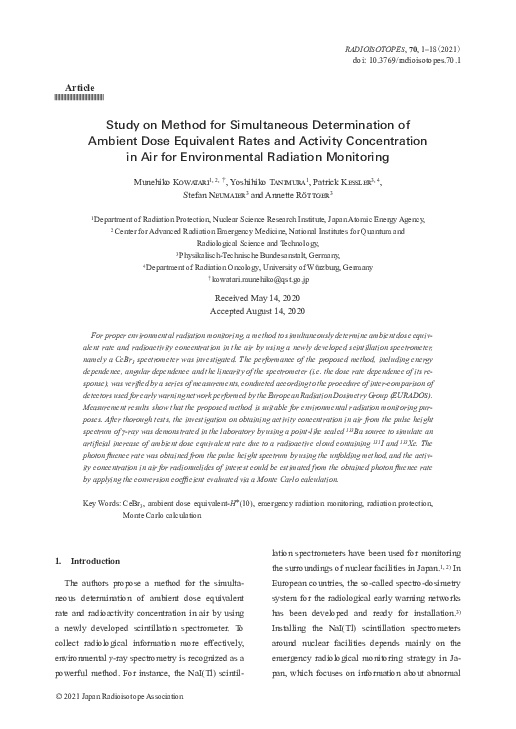 (PDF) Study on Method for Simultaneous Determination of Ambient Dose ...