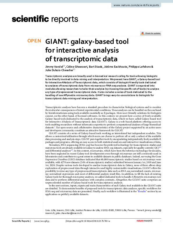 (PDF) GIANT: galaxy-based tool for interactive analysis of ...