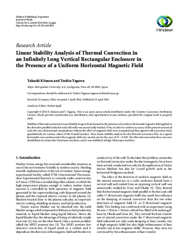 (PDF) Linear Stability Analysis of Thermal Convection in an Infinitely Long Vertical Rectangular ...