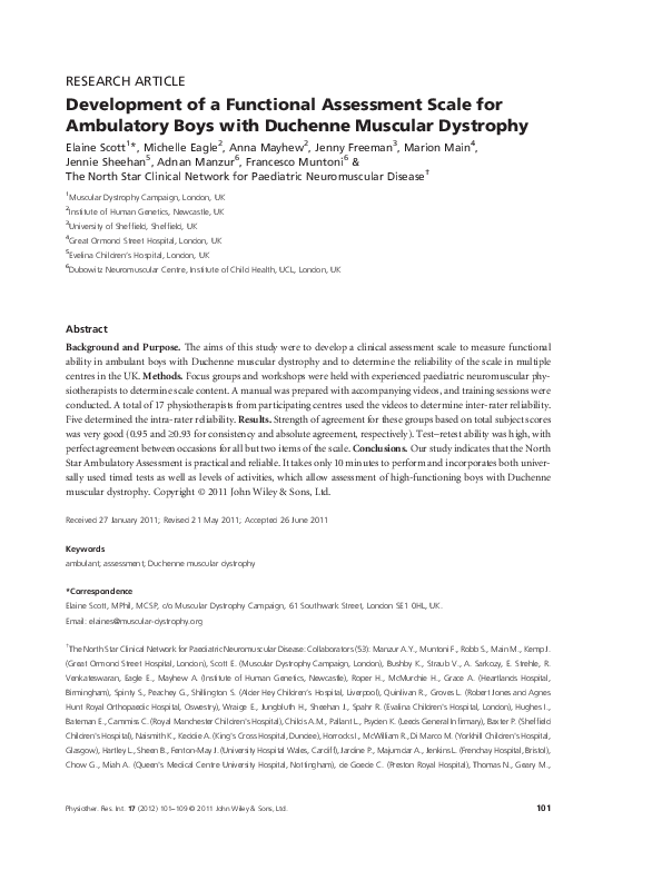 (PDF) Development of a Functional Assessment Scale for Ambulatory Boys ...