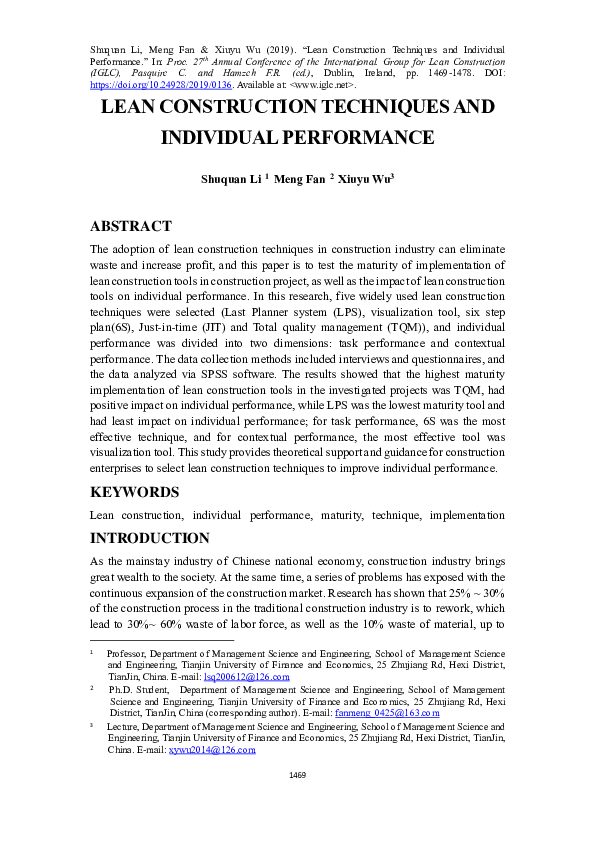 (PDF) Lean construction and EPC performance improvement