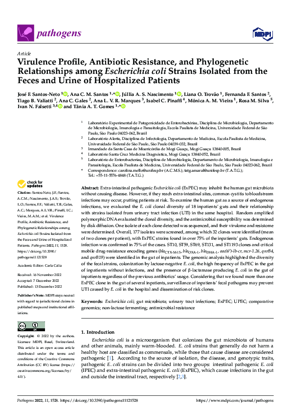 (PDF) Virulence Profile, Antibiotic Resistance, and Phylogenetic Relationships among Escherichia ...