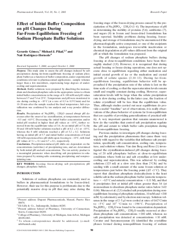 (PDF) Effect of Initial Buffer Composition on pH Changes During Far ...