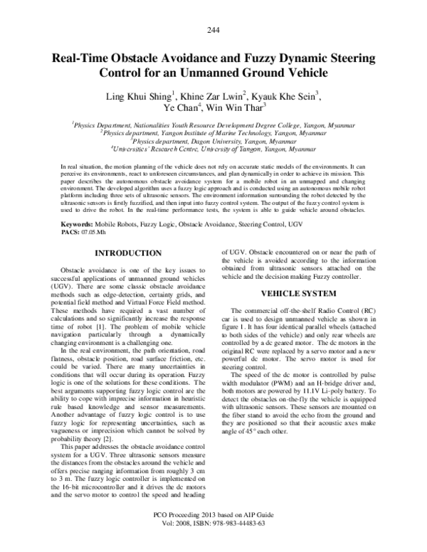 (PDF) Real-Time Obstacle Avoidance and Fuzzy Dynamic Steering Control for an Unmanned Ground Vehicle