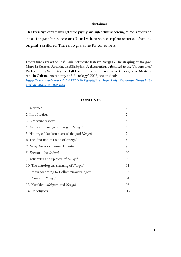 (PDF) Literature extract of José Luis Belmonte Esteve: Nergal - The ...