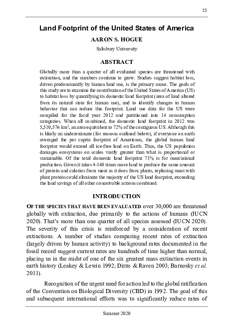 (PDF) Land Footprint of the United States of America