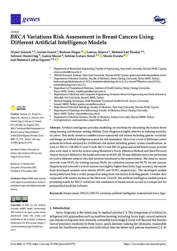 (PDF) BRCA Variations Risk Assessment in Breast Cancers Using Different ...
