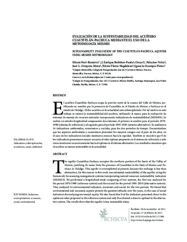 (PDF) Sustainability evaluation of the Cuautitlán-Pachuca aquifer using ...