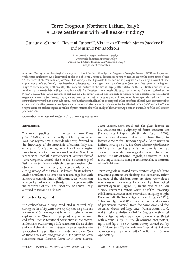 (PDF) The Bell Beaker Culture in All its Forms-Torre Crognola (Northen ...