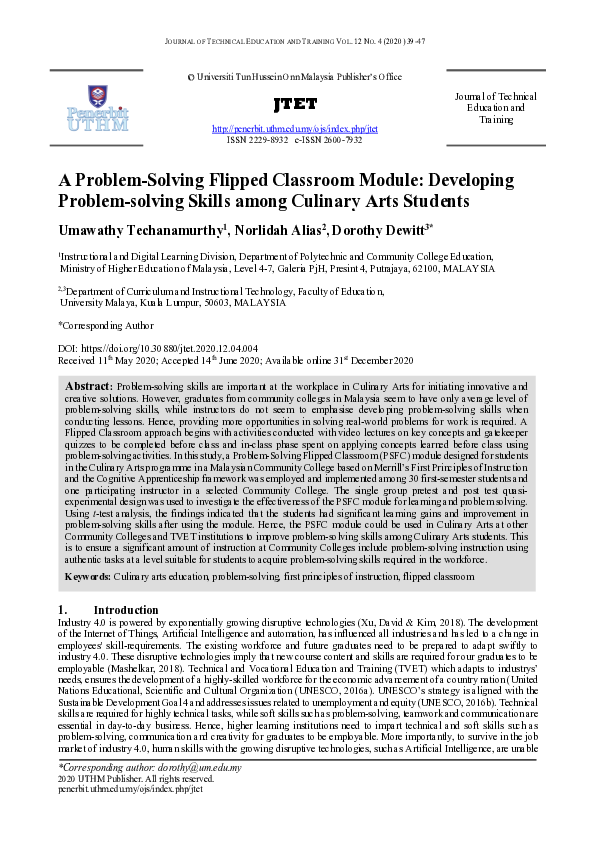 (PDF) A Problem-Solving Flipped Classroom Module: Developing Problem ...