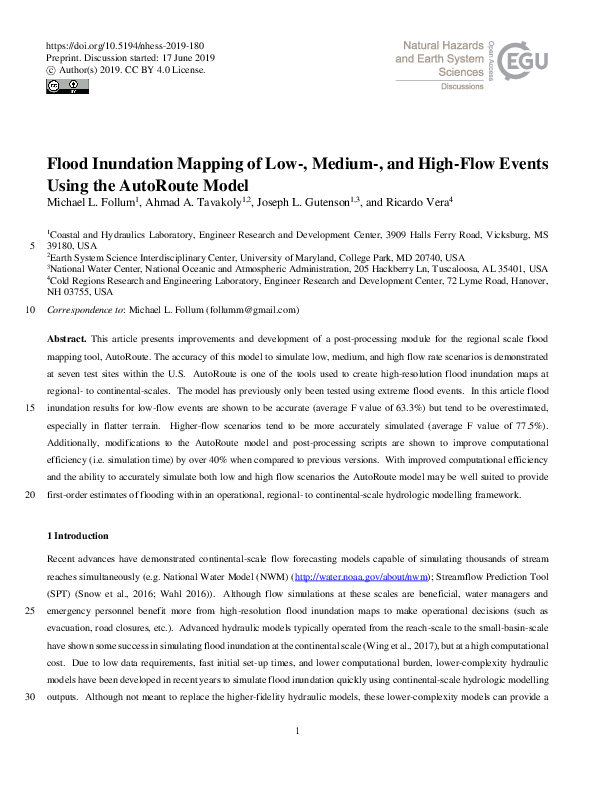 Pdf Flood Inundation Mapping Of Low Medium And High Flow Events Using The Autoroute Model