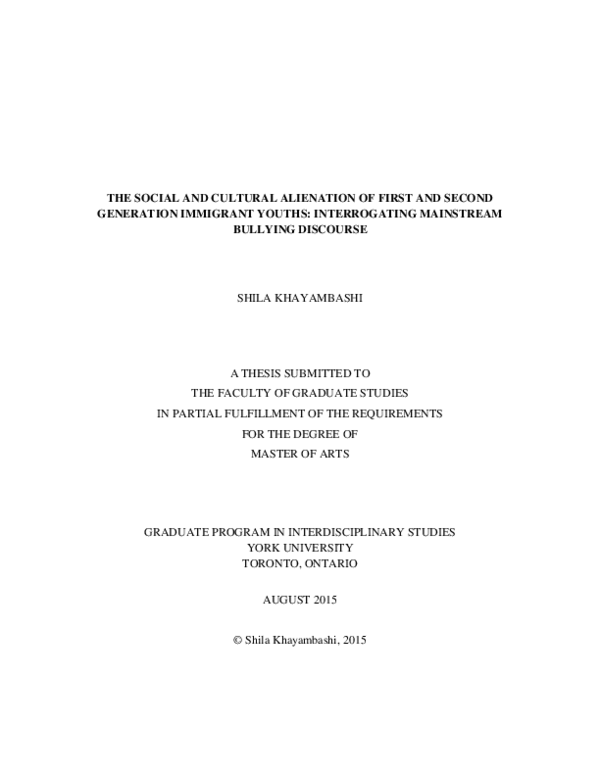 (PDF) The Social and Cultural Alienation of First and Second Generation ...