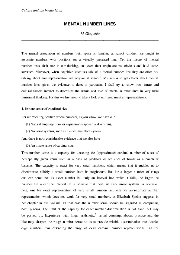 (PDF) Mental Number Lines