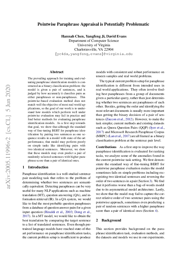 (PDF) Pointwise Paraphrase Appraisal is Potentially Problematic ...