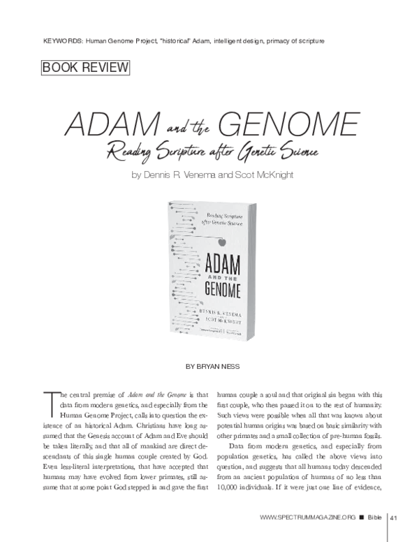 (PDF) Adam and the Genome: Reading Scripture After Genetic Science