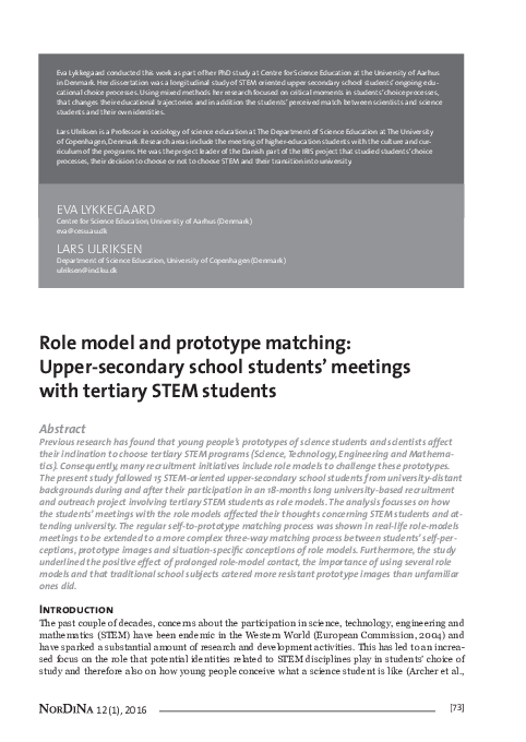 (PDF) Role model and prototype matching: Upper-secondary school ...