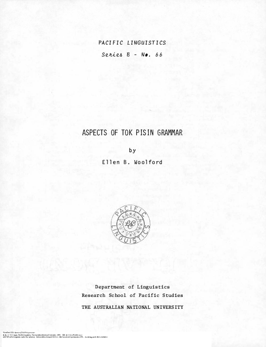 (PDF) Aspects of Tok Pisin grammar