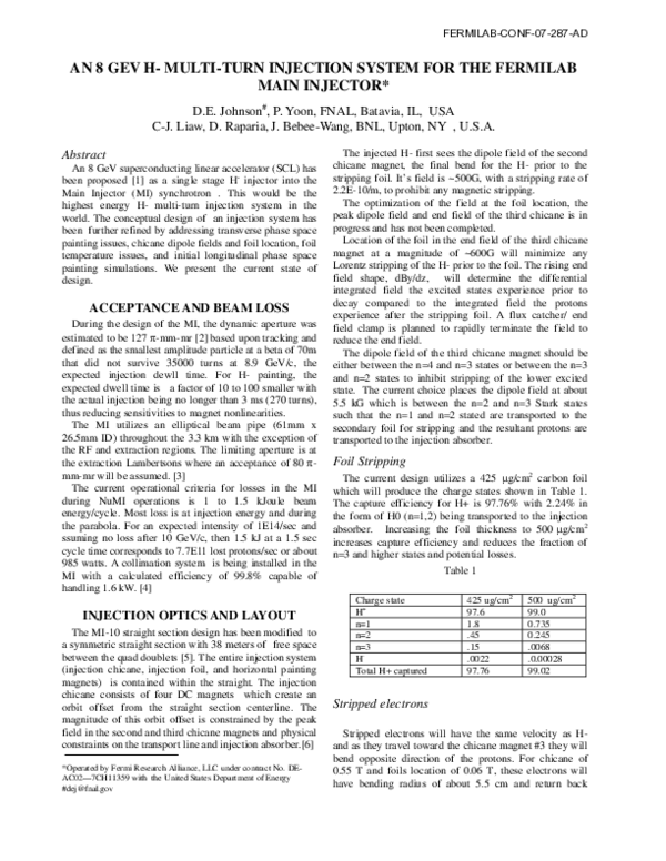 (PDF) An 8 GEV H- multi-turn injection system for the Fermilab Main ...
