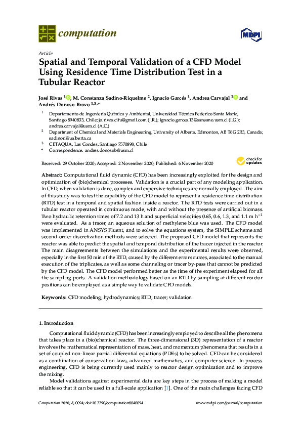 Pdf Spatial And Temporal Validation Of A Cfd Model Using Residence
