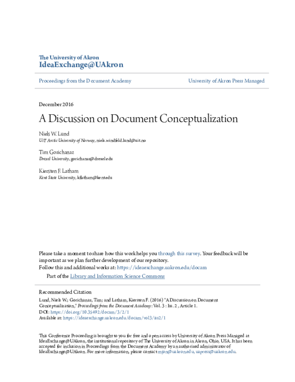 (PDF) A Discussion on Document Conceptualization