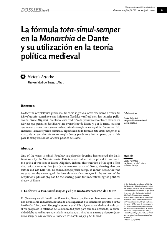 (PDF) La fórmula tota-simul-semper en la Monarchia de Dante y su ...