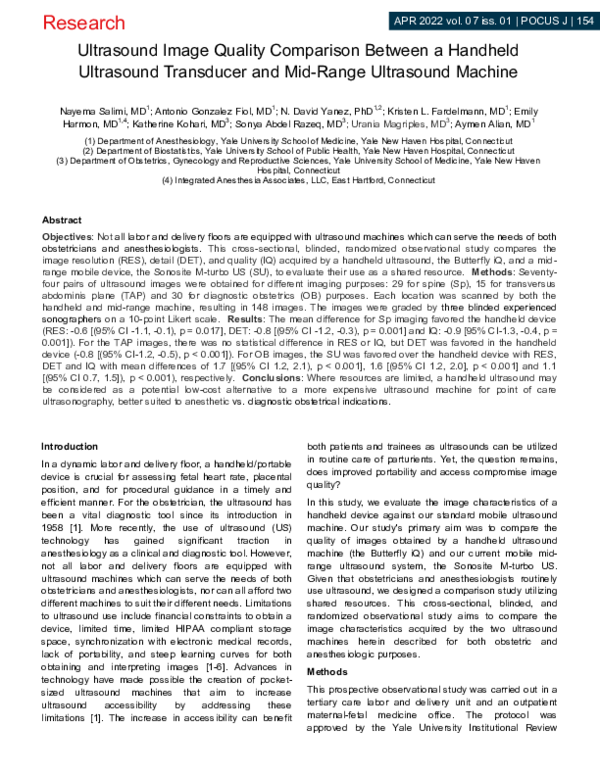 (PDF) Ultrasound Image Quality Comparison Between a Handheld Ultrasound ...