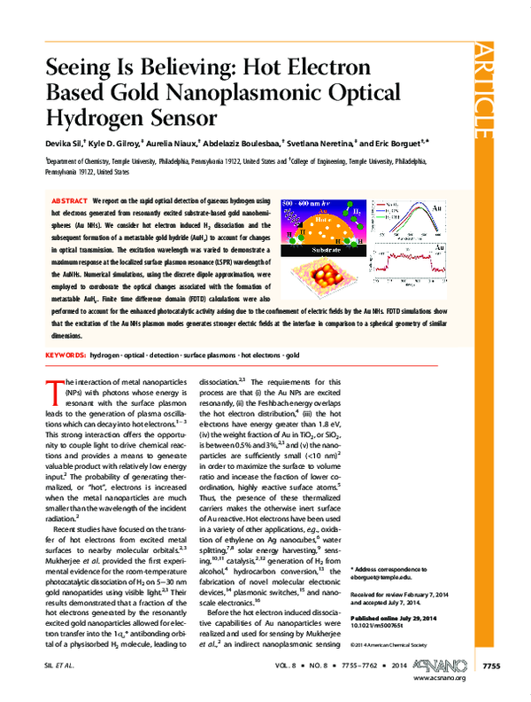 (PDF) Seeing is believing: hot electron based gold nanoplasmonic ...
