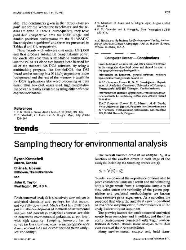 (PDF) Sampling theory for environmental analysis
