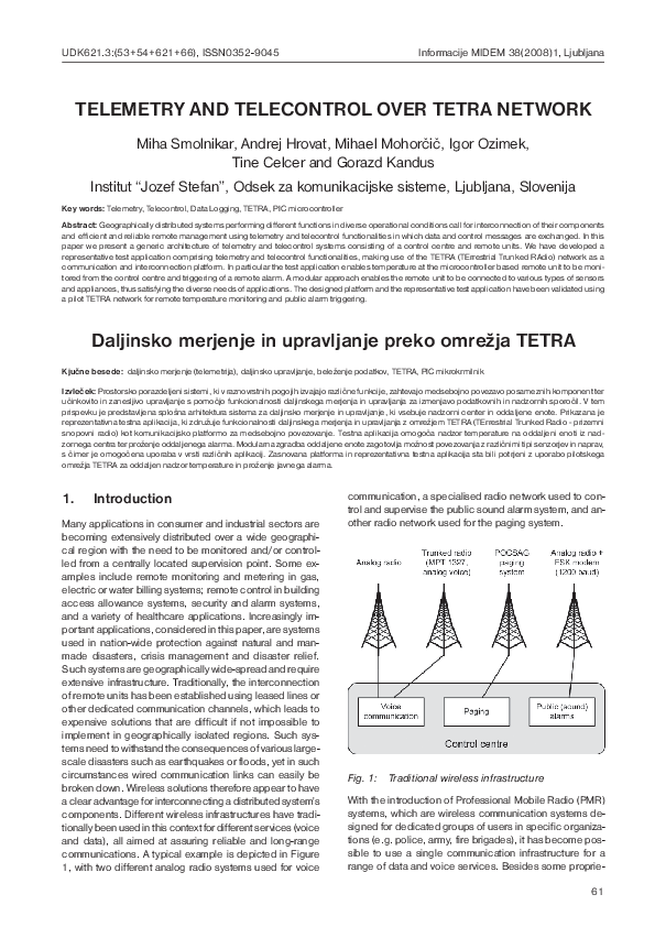 (PDF) Telemetry and Telecontrol Over Tetra Network