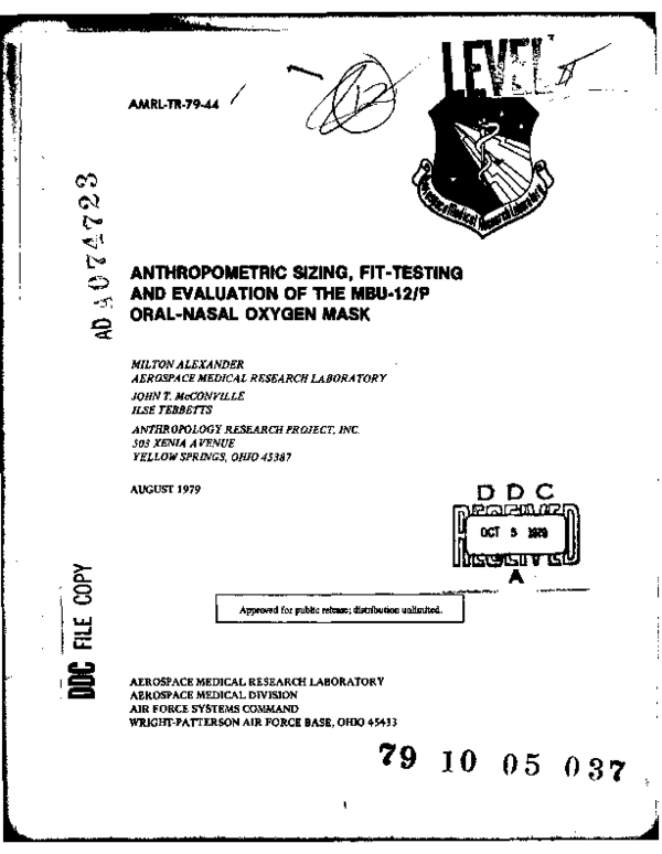 Anthropometric Sizing, Fit-Testing and Evaluation of the MBU-12/P Oral ...
