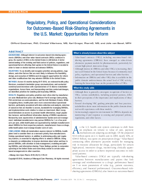 (PDF) Regulatory, Policy, and Operational Considerations for Outcomes ...