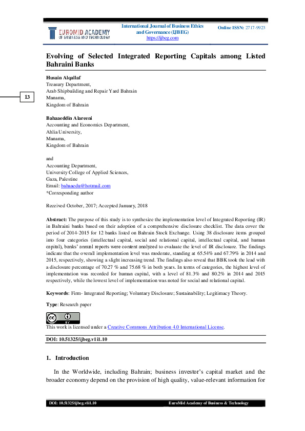 (PDF) Evolving of Selected Integrated Reporting Capitals among Listed ...