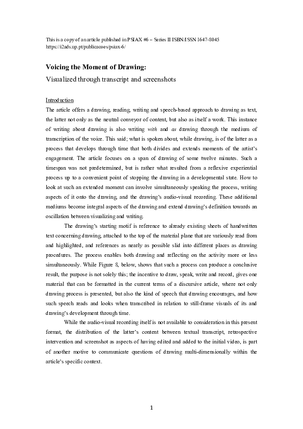 (PDF) Voicing the Moment of Drawing