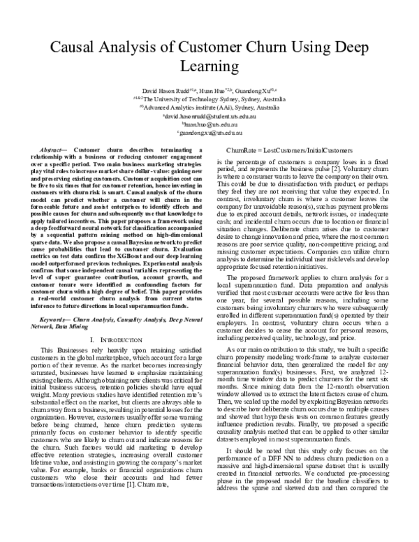 (PDF) Causal Analysis of Customer Churn Using Deep Learning
