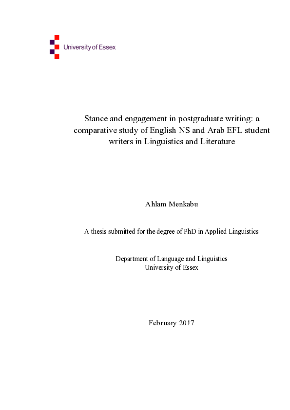 (PDF) Stance and engagement in postgraduate writing: a comparative ...