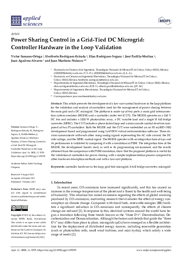 Pdf Power Sharing Control In A Grid Tied Dc Microgrid Controller