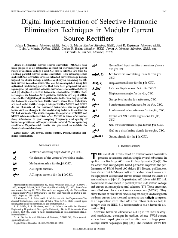 (PDF) Digital Implementation of Selective Harmonic Elimination Techniques in Modular Current ...