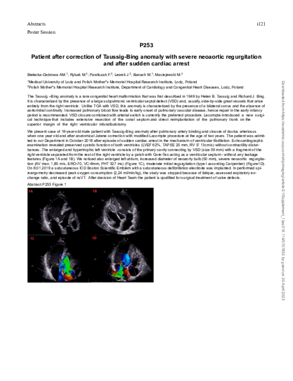 (PDF) P253 Patient after correction of Taussig-Bing anomaly with severe ...