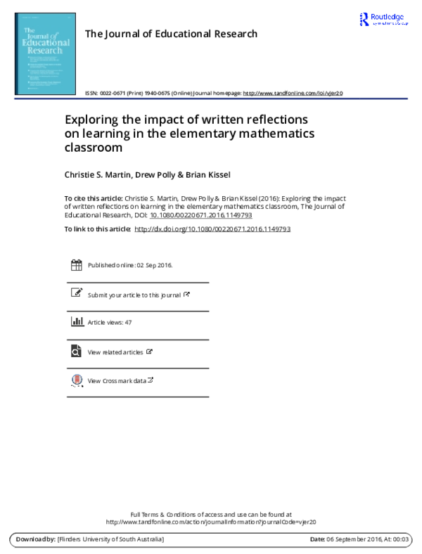 (PDF) Exploring the impact of written reflections on learning in the ...