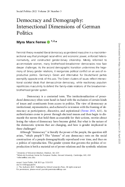 (PDF) Democracy and Demography: Intersectional Dimensions of German ...