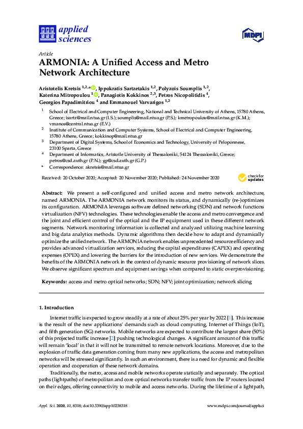 (PDF) ARMONIA: A Unified Access and Metro Network Architecture