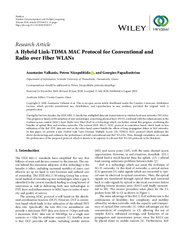(PDF) A Hybrid Link-TDMA MAC Protocol for Conventional and Radio over ...