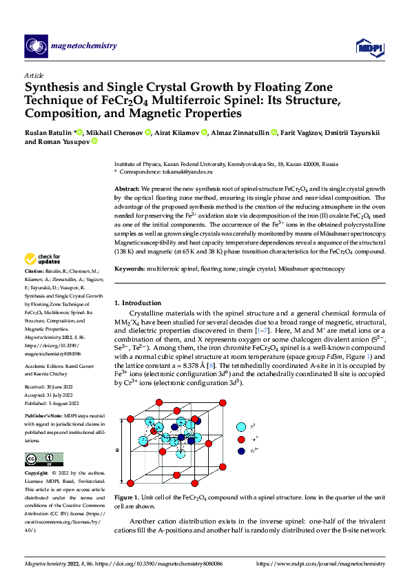 (PDF) Synthesis and Single Crystal Growth by Floating Zone Technique of ...