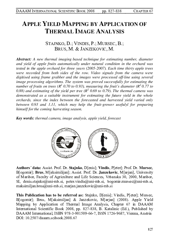 (PDF) Apple Yield Mapping by Application of Thermal Image Analysis