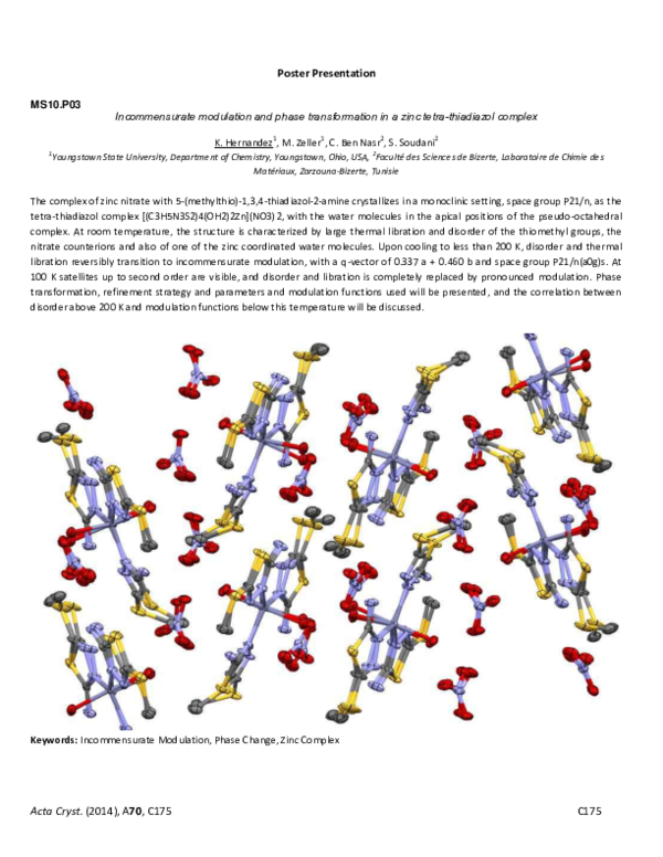 Pdf Incommensurate Modulation And Phase Transformation In A Zinc Tetra Thiadiazol Complex