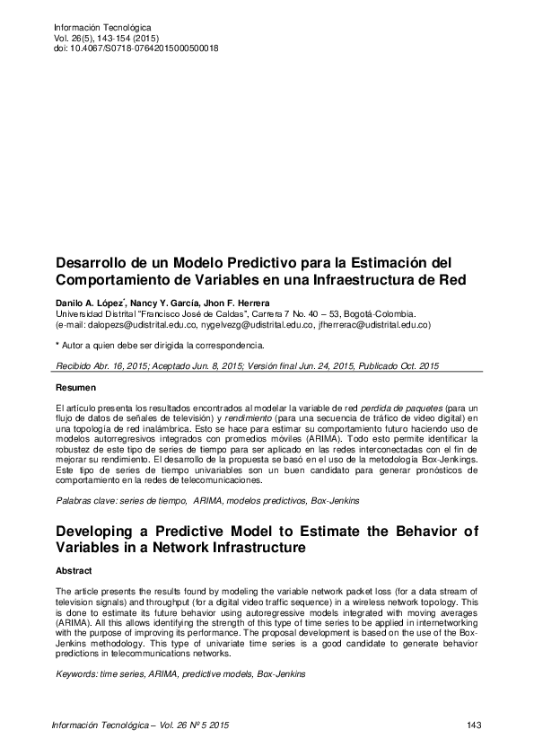 (PDF) Desarrollo de un Modelo Predictivo para la Estimación del Comportamiento de Variables en ...