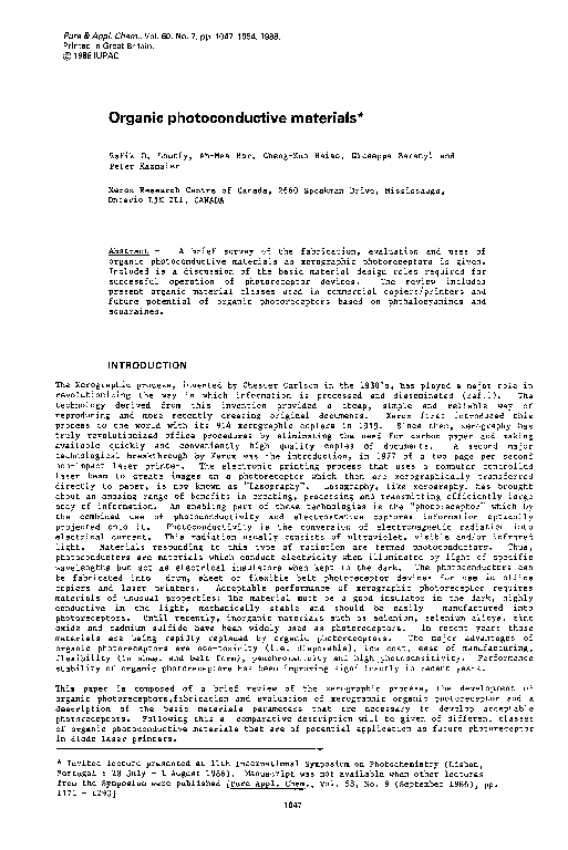 (PDF) Organic photoconductive materials