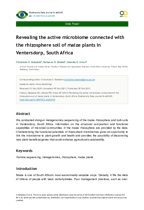 (PDF) Revealing the active microbiome connected with the rhizosphere soil of maize plants in ...